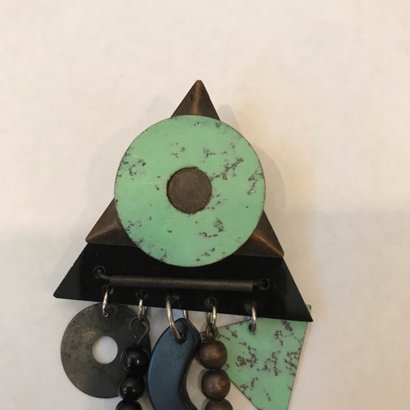 Vintage | Jewelry | Vintage 98s Triangle Pin Mint Green Black Bronze ...